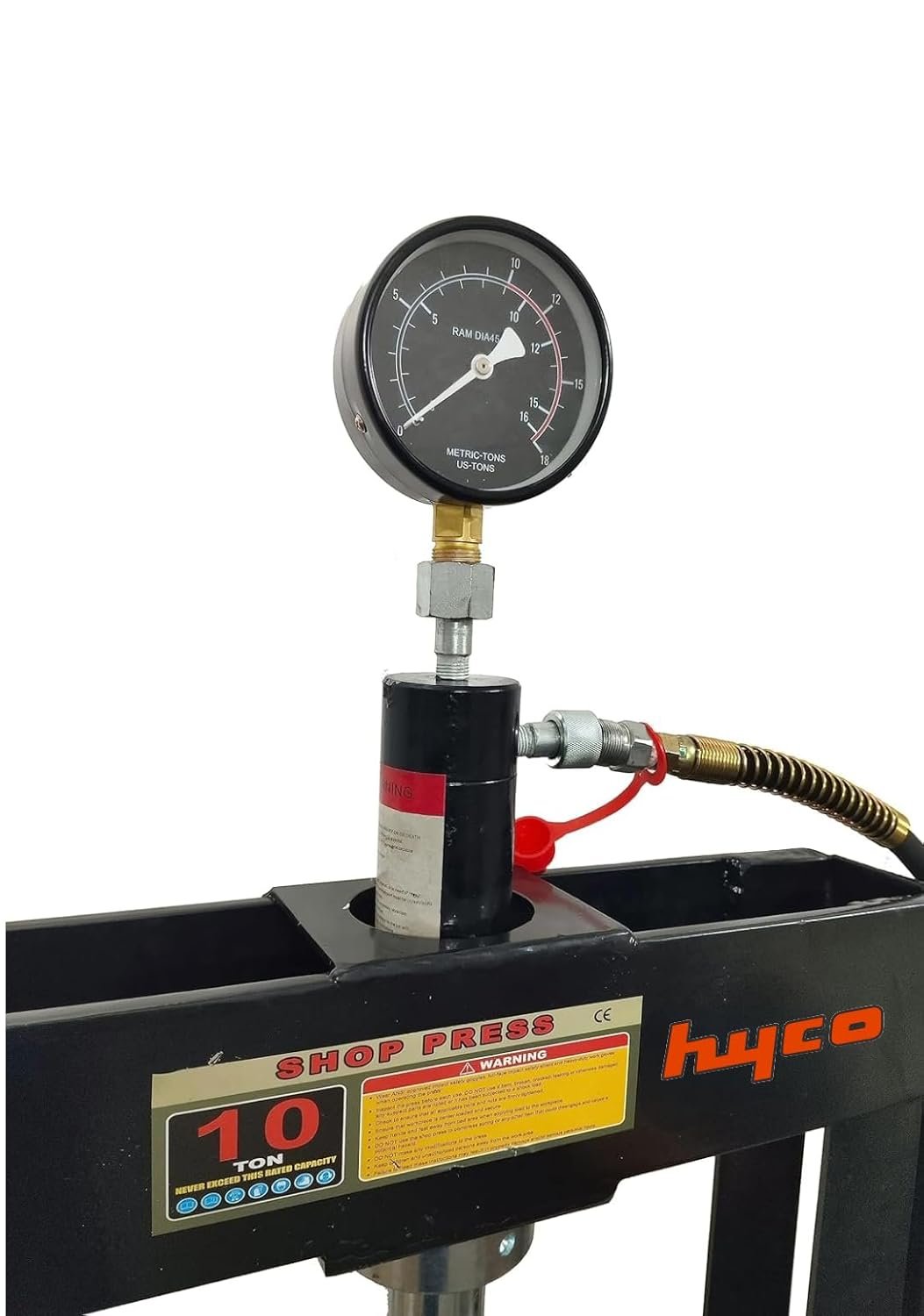 Hyco 10 Ton Hydraulic Shop Press with Pressure Gauge, 10000 kg Capacity ...