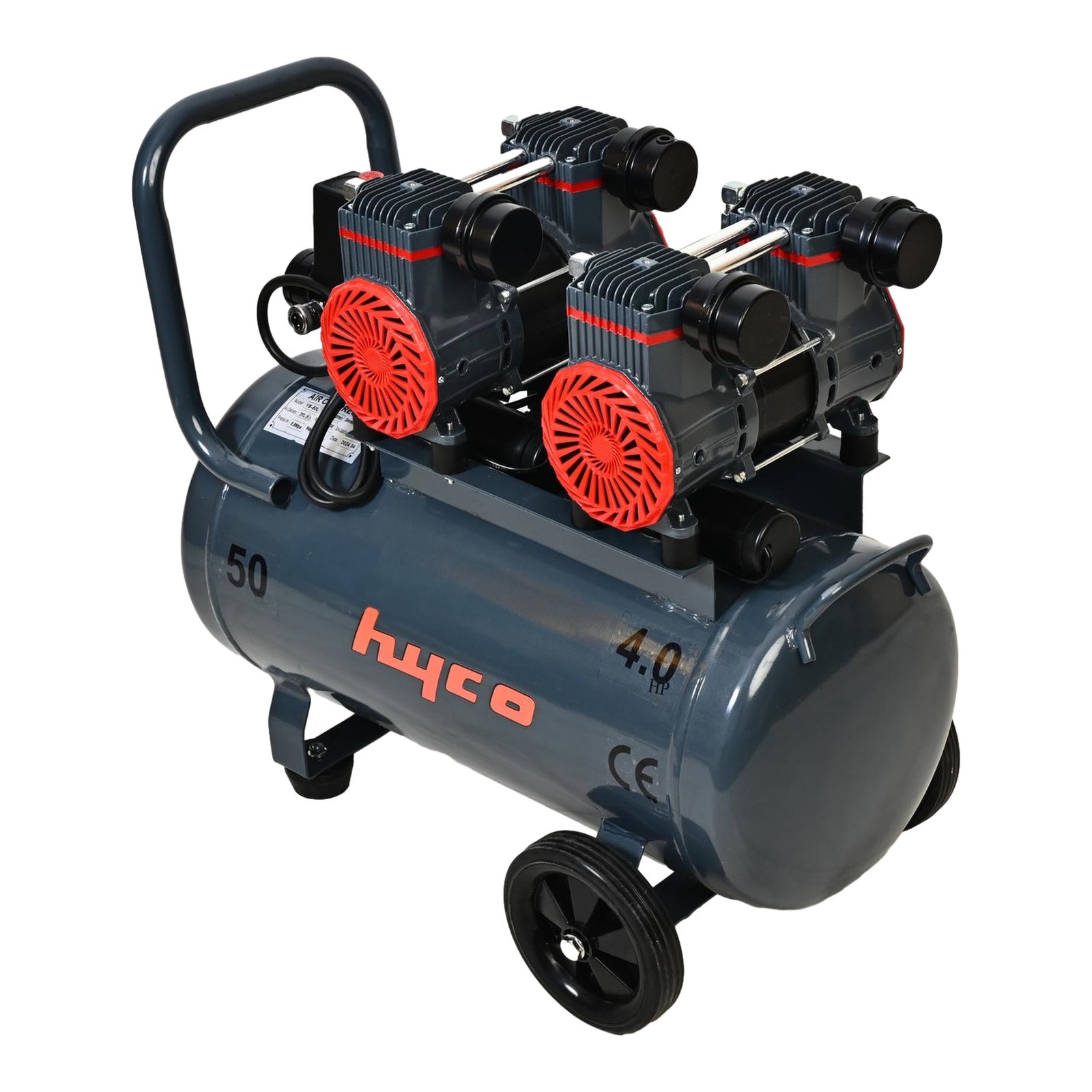 HYCO 4HP 50L Double Motor Oil Free Silent Air Compressor High Speed ...