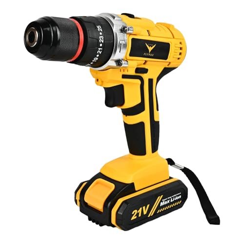 HYCO LABEL FLYMAX 21V Cordless Drill Set, 25+1 Torque Settings, 2 Speed ...