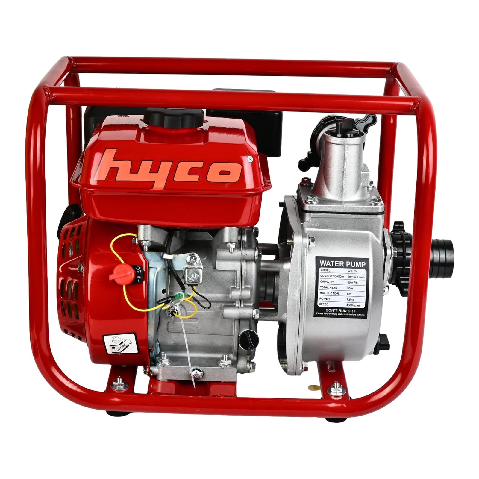 HYCO Water Pump Set 2INCH, 7.5 HP, 3600 RPM, 4 Stroke Petrol Engine ...